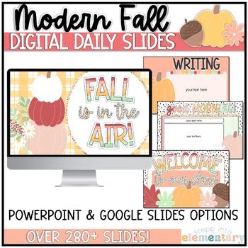 Fall Daily Slides Modern Fall Themed Classroom Management Editable