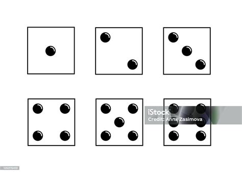 Dice Icons Set Traditional Die With Six Faces Of Cube Marked With ...