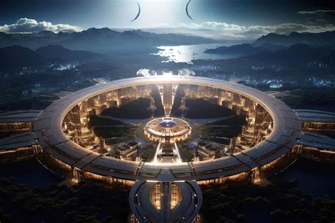 Premium Ai Image A Futuristic Space Station Generative Ai