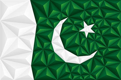 파키스탄 국기의 다채로운 녹색과 흰색 줄무늬 형태의 추상적 인 다각형 배경 파키스탄의 다각형 국기 0명에 대한 스톡 벡터 아트 및 기타 이미지 Istock