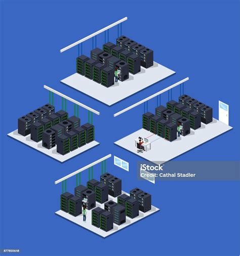 아이소메트릭 3d 벡터 일러스트 레이 션 개념 서버 룸 데이터 센터 설정 컬렉션 등측투영법에 대한 스톡 벡터 아트 및 기타 이미지 등측투영법 스폰서 편평한 Istock