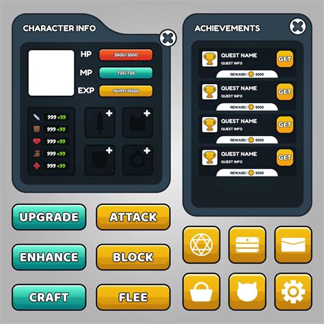 Vector Game Template Gui Kit Game Graphical User Interface Gui For Build Web And Mobile Games
