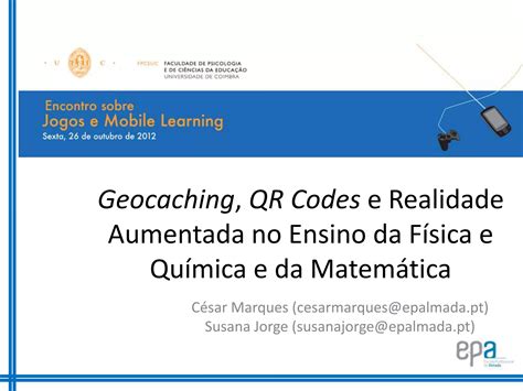Geocaching Qr Codes E Realidade Aumentada No Ensino Da Física E