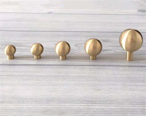 Brushed Brass Jewelry Box Drawer Knobs Mid Century Modern Mini Ball