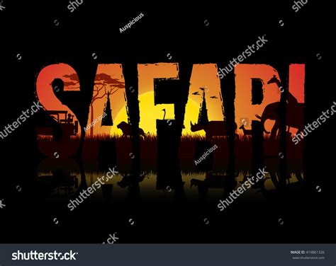 Vector Illustration Safari Text Design On Stock Vector Shutterstock