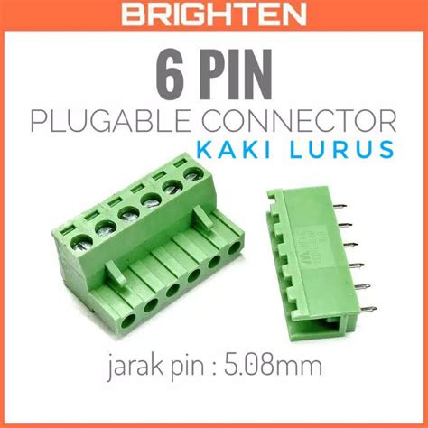 Jual Plugable Connector 6p Terminal Blok 6 Pin Hijau Lurus 508mm Shopee Indonesia