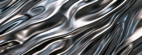Abstract Metallic Waves With Reflective Silver Surfaces Create A Fluid Dynamic Futuristic