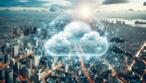 Premium Photo Cloud Computing Technology Concept With Cityscape And