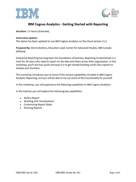 Cognos Analytics Getting Started With Reporting Pdf Icon
