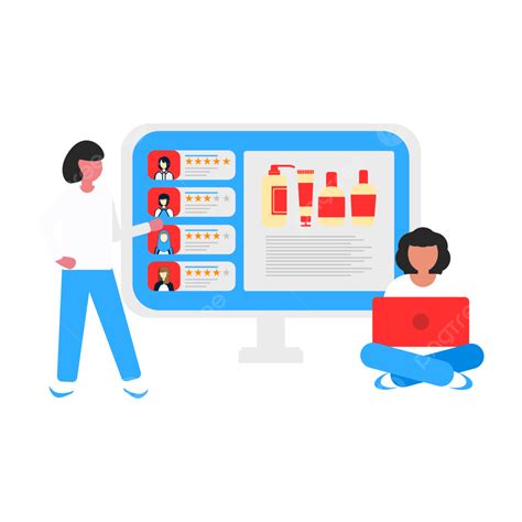 Ulasan Orang Membuat Produk E Commerce Vektor Bekerja Laptop
