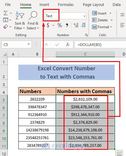 How To Convert Number To Text With Commas In Excel Methods