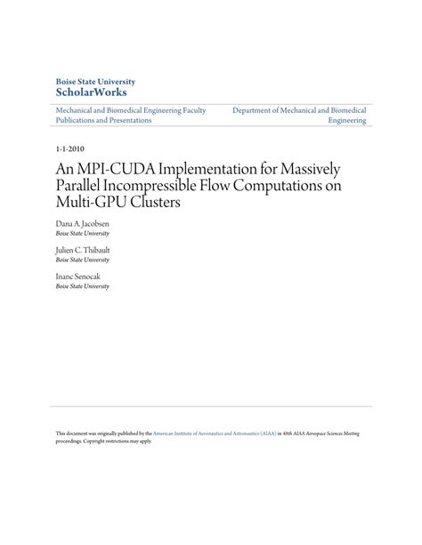 Pdf An Mpi Cuda Implementation For Massively Parallel Incompressible