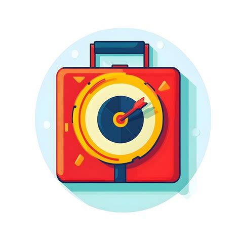 Flat Floating Briefcase And Target With Goal Achievement Text Concept