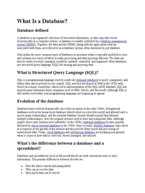 What Is A Database | PDF | Databases | Relational Database