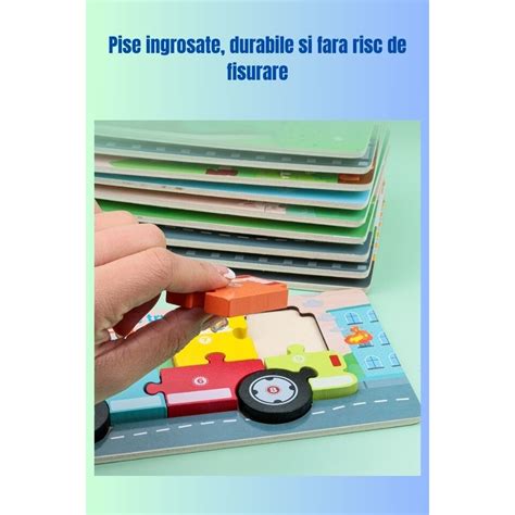 Детска образователна играчка 3d дървен пъзел Полицейска кола с цифри 10 части 22 5x11 5x1cm