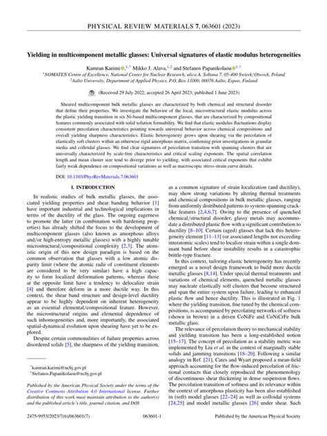 Pdf Yielding In Multicomponent Metallic Glasses Universal Signatures