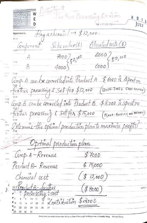 Acca F5 Pm Further Processing Decision Activity Question And Answer