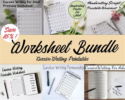 Cursive Writing Worksheet Template Bundle Pack Cursive Etsy Cursive Writing Worksheets