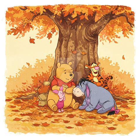 Winnie The Pooh And Friends Under The Autumn Tree By Zylovibes On
