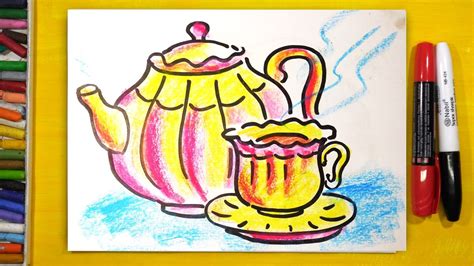 Как нарисовать ЧАЙНИК и ЧАШКУ для девочки Урок рисования для детей Youtube