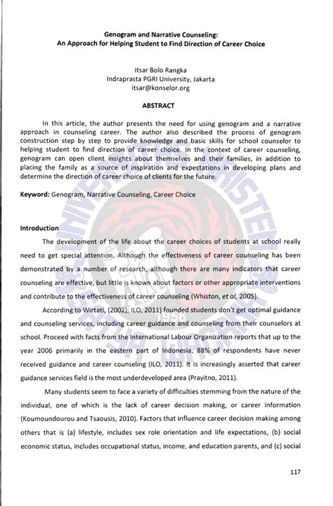 Pdf Genogram And Narrative Counseling A Approach For Helping Student