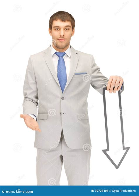 Businessman With Direction Arrow Sign Stock Photo Image Of Male Holding 39728408