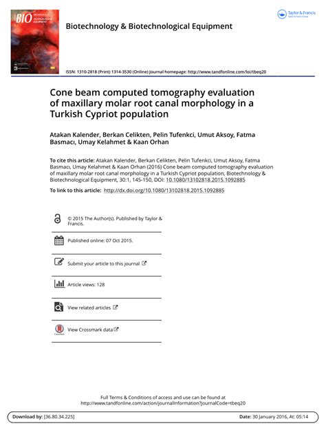 Pdf Cone Beam Computed Tomography Evaluation Of Maxillary Molar Root Canal Morphology In A