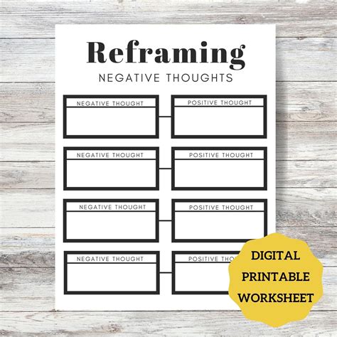 Free Reframing Negative Thoughts Worksheet Rse Day Worksheets Library