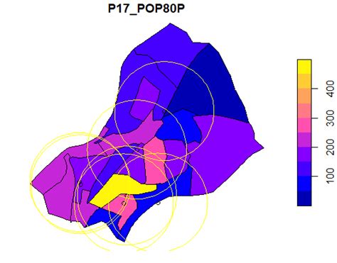 Buffer R Compute Density Around A Point Geographic Information Systems Stack Exchange