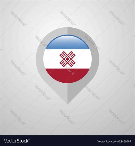 map navigation pointer with mari el flag design vector image flag