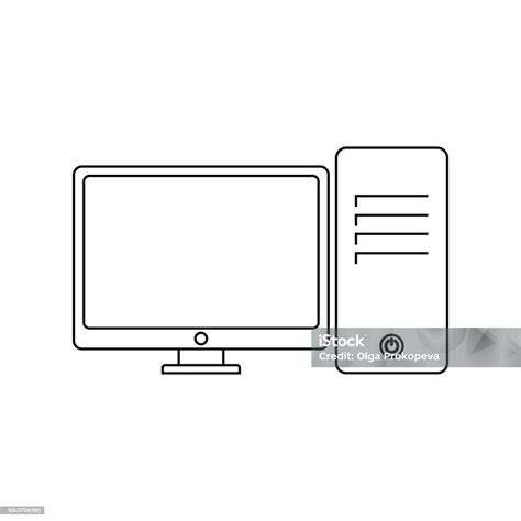 Desktop Computer Pc Line Icon Outline Vector Sign Linear Style Pictogram Isolated On White