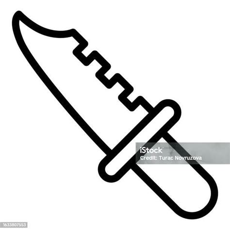 육군 칼 라인 아이콘입니다 칼날 단검 사냥 무기 기호 흰색 배경에 윤곽선 스타일 픽토그램 군사 또는 전쟁 기호 모바일 개념 웹 디자인 벡터 그래픽 검은색에 대한 스톡 벡터