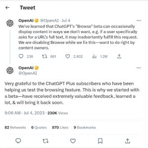 Why Did OpenAI Disable Browse With Bing Feature In ChatGPT