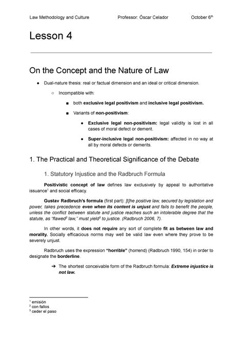Lesson 4 Law Methodology And Culture Lesson 4 On The Concept And The Nature Of Law Dual