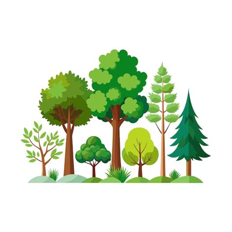 Premium Vector A Collection Of Trees Flat Style Vector Illustration