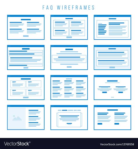Faq Wireframe Components For Building Prototypes Vector Image