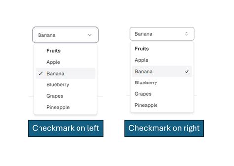 what is better ui and ux select option checkmarks on left or right to