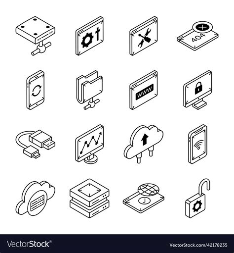 Pack Of Technology Isometric Icons Royalty Free Vector Image