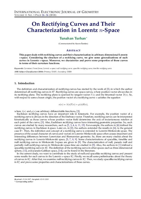 Pdf On Rectifying Curves And Their Characterization In Lorentz N Space