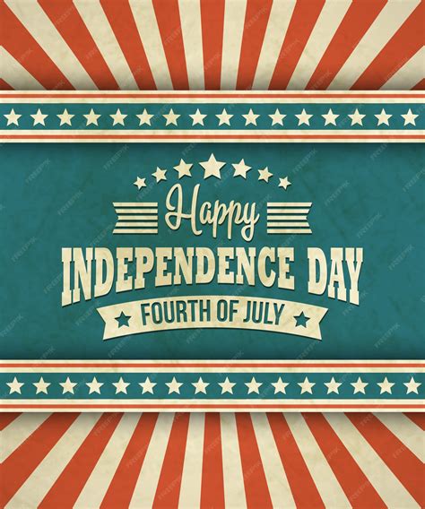 레트로 타이포그래피 카드 독립 기념일 프리미엄 벡터