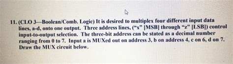Solved CLO Boolean Comb Logic It Is Desired To Chegg