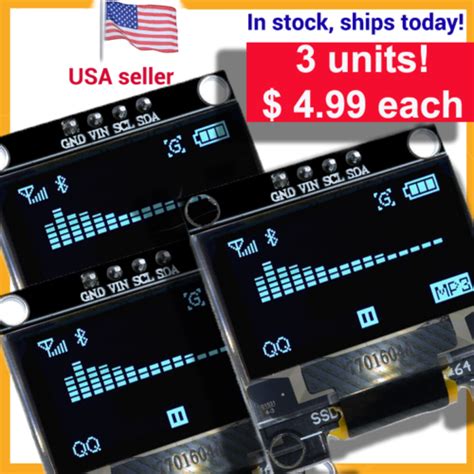 3 Units 0 96 I2C IIC Serial 128X64 LED OLED India Ubuy