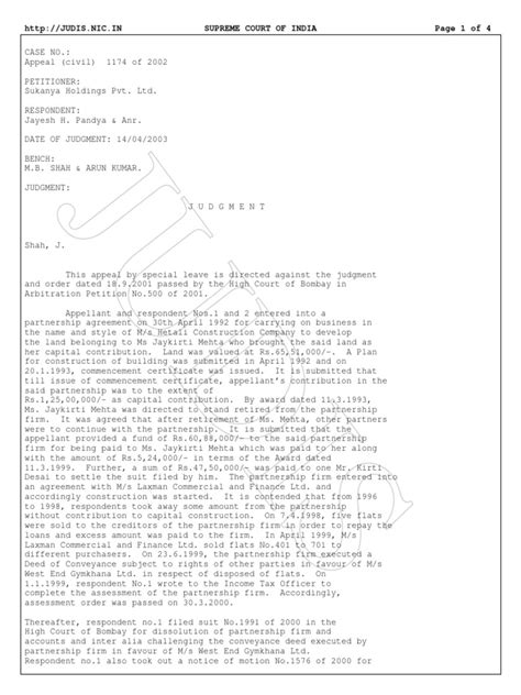 Sukanya Holding Pvt Ltd V Jayesh H Prndya And Another Air 2003 Pdf Arbitration Lawsuit