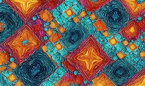 Vibrant Abstract Pattern Features Overlapping Diamond Shapes In Shades