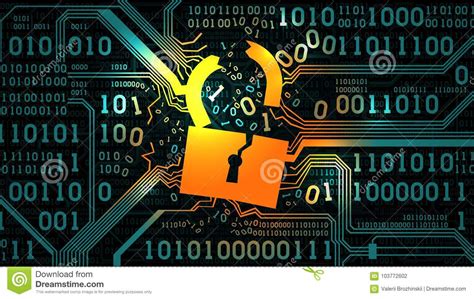 lock on the background abstract futuristic electronic circuit board