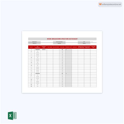 Free Work Breakdown Structure Templates Excel Word