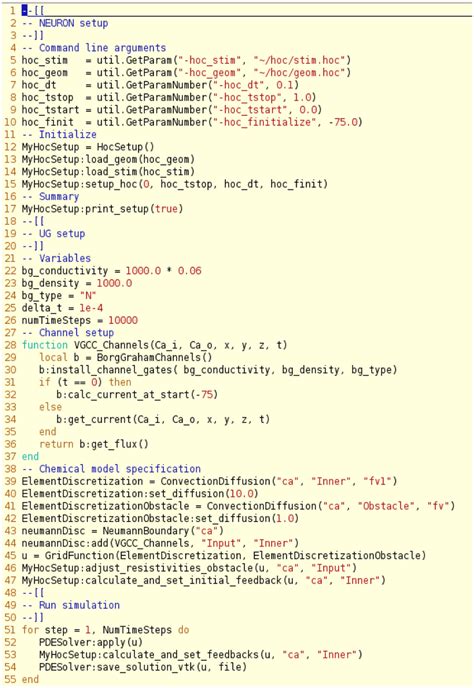 Script File Illustrating The Setup Of The Neuron And Ug Model Here