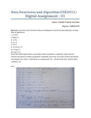 Data Structures And Algorithm Docx Data Structures And Algorithm CSE Digital Assignment