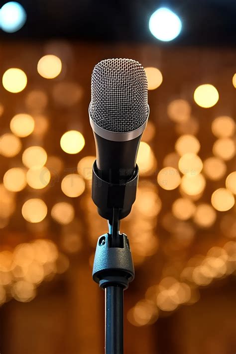 演讲ai数字艺术 演讲简约现代黑色金色暖光背景麦克风支架商业照片 Ai人像免费下载png格式2688像素编号71840111 千图网