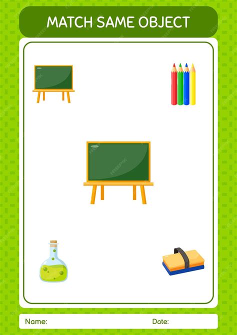 Premium Vector Match With Same Object Game Chalkboard Worksheet For
